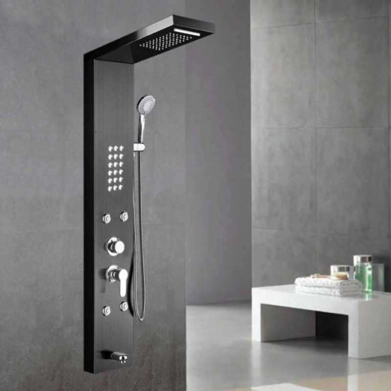 Promo DIGITAL SHOWER PANEL COLUMN LED RAIN WATERFALL SHOWER BLACK WALL SET Diskon 50% di Seller ...
