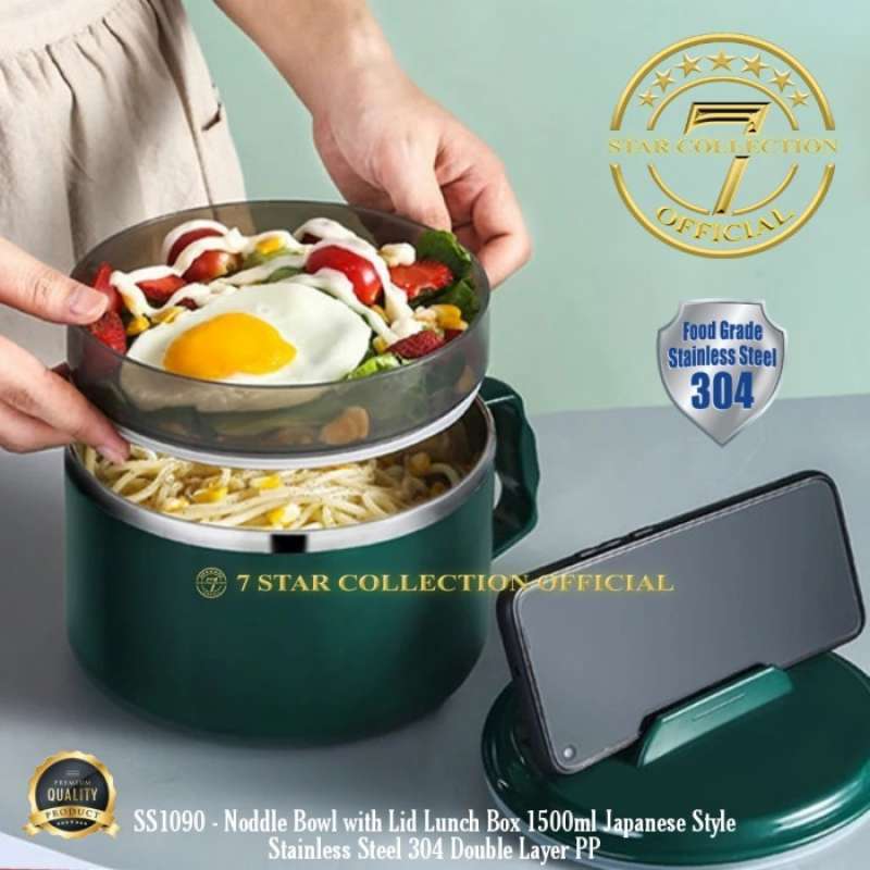 Promo STAINLESS ROUND LUNCH BOX PP NODDLE BOWL WITH LID KOTAK MAKANAN ...