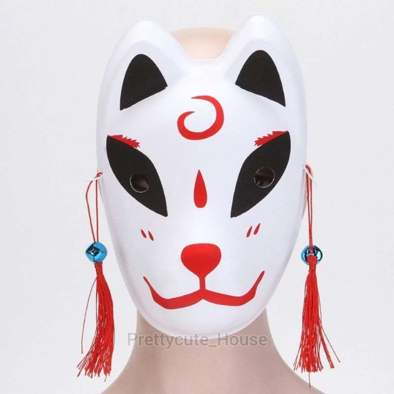 Jual Topeng Anime Anbu Full Face Dengan Lonceng / Anime Fox Mask With ...