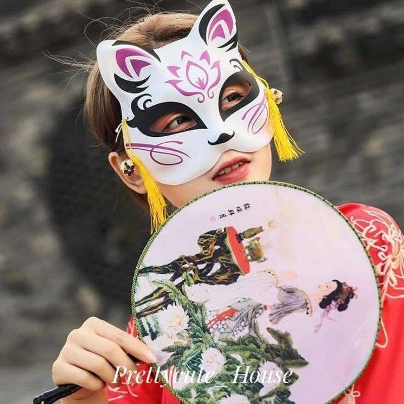 Jual Topeng Anime Anbu Full Face Dengan Lonceng / Anime Fox Mask With ...