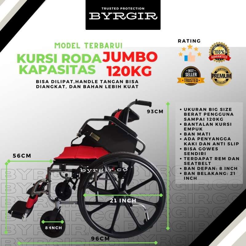 Jual Byrgir Kursi Roda Jumbo Lebih Besar Big Size Ukuran Oversize Lebar ...