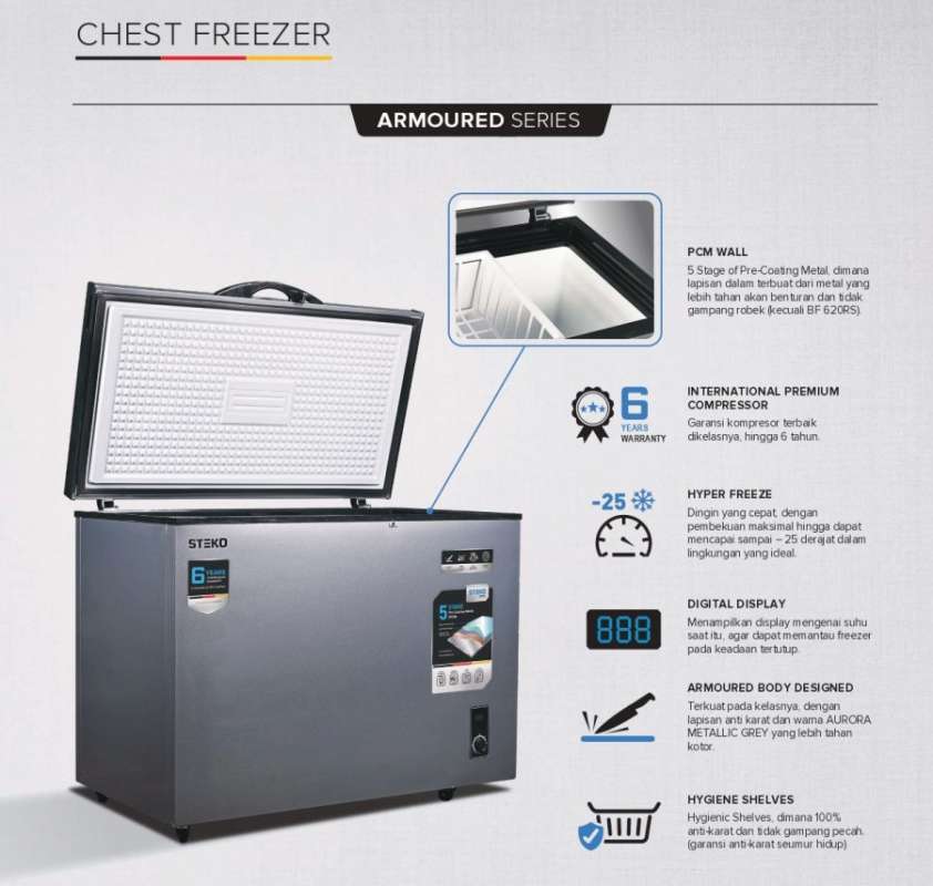 Promo STEKO BF-110RS BF110 RS Chest Freezer Kulkas Pembeku 100 Liter ...