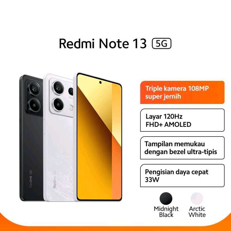 Jual XIAOMI REDMI NOTE 13 5G TRIPLE KAMERA 108MP SUPER JERNIH LAYAR 120Hz FHD AMOLED Hitam Di