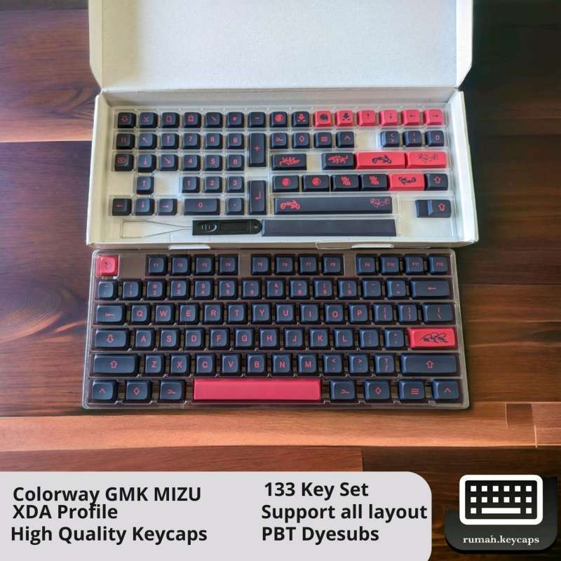 Jual Keycaps Keycap XDA PROFILE GMK MIZU BLACK RED PBT Dyesub dye sub ...