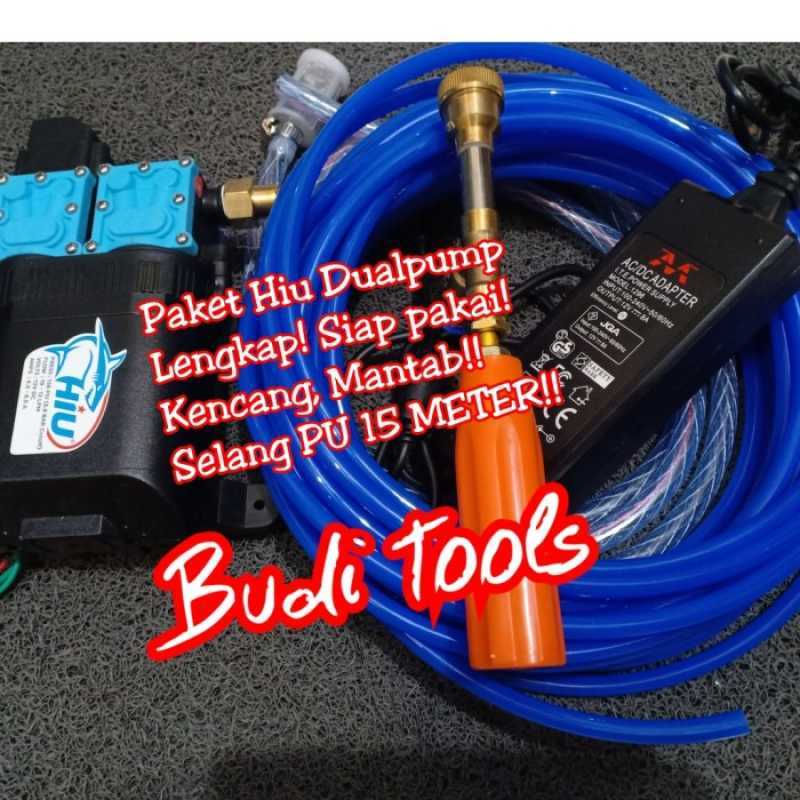 Promo PAKET LENGKAP POMPA CUCI AC HIU DUALPUMP SELANG PU 15 METER ...