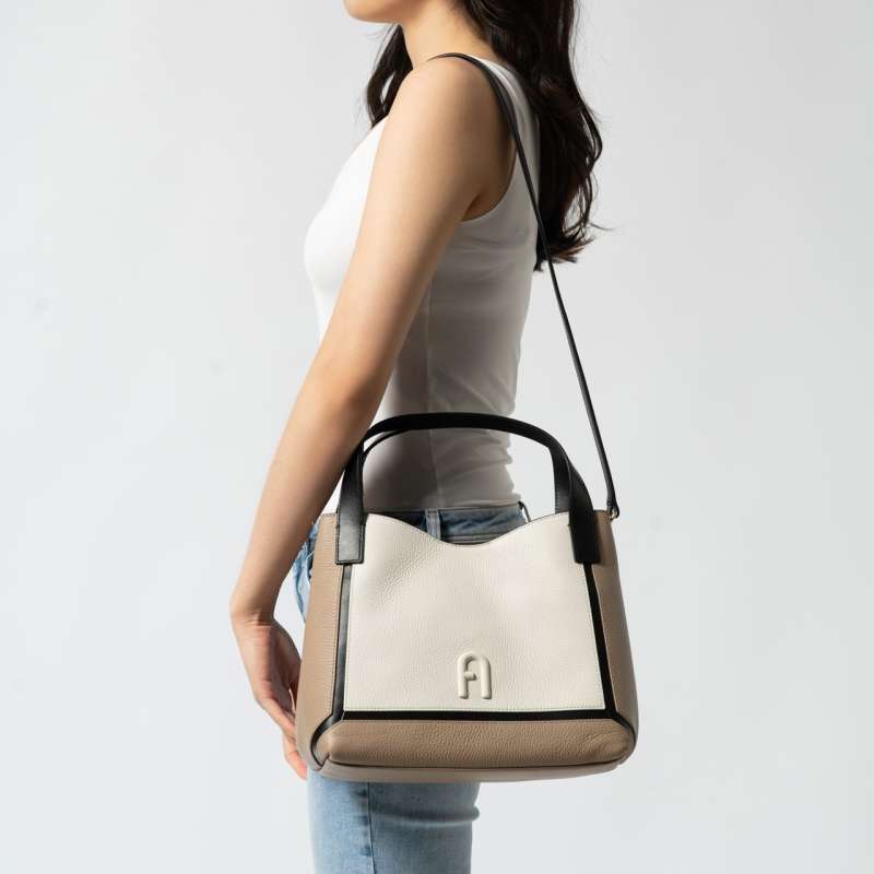 Promo Furla Primula Color Block S Hobo Bag Marshmallow Greige Black ...