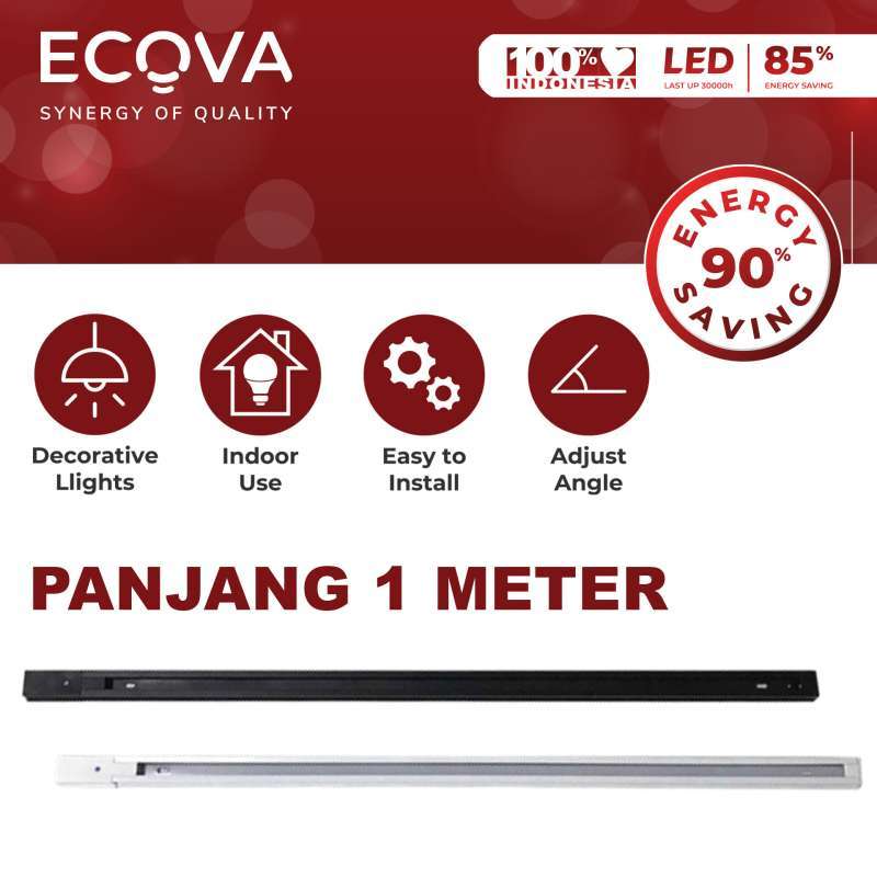 Jual Ecova - Rel Track Light Plafon Lampu Sorot Panjang 1 Meter Warna ...