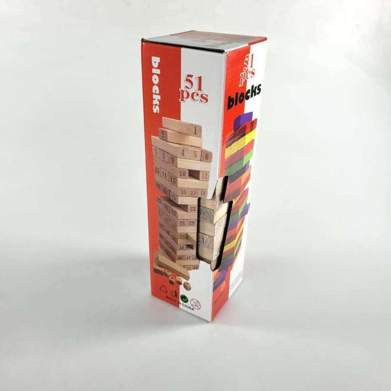 Jual Stacko Blocks Kayu Mainan Balok Susun Fun Party Game 51 Blocks ...