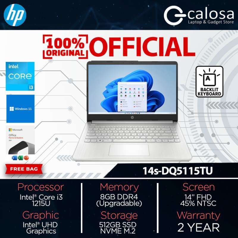 Jual Laptop Hp 14s Dq5115tu Intel Core I3-1215u Ram 8gb / 16gb Ssd ...
