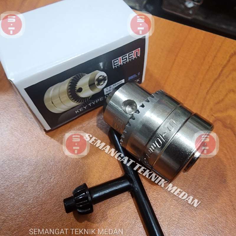 Jual Kepala Bor Drill Chuck & Key Type Model Drat 10mm 10 Mm 3/8 Eisen ...