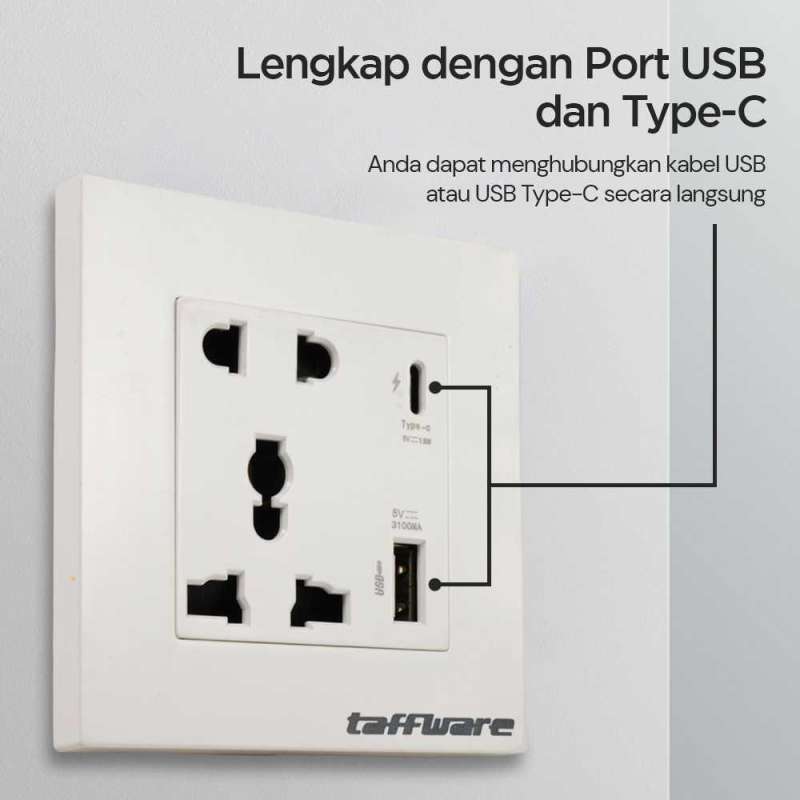 Jual Stop Kontak Dinding Uk 2 Port Usb Type-c Socket Dz-blcx-11 T ...