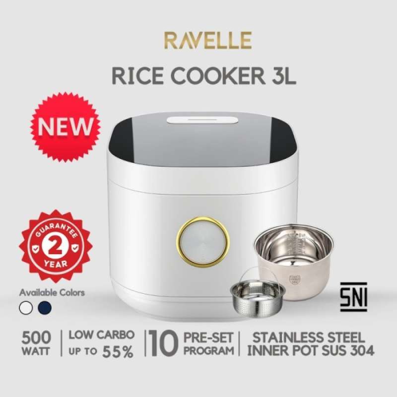 Promo Ravelle Rice Cooker Digital Low Carbo 3 Liter Panci Stainless ...