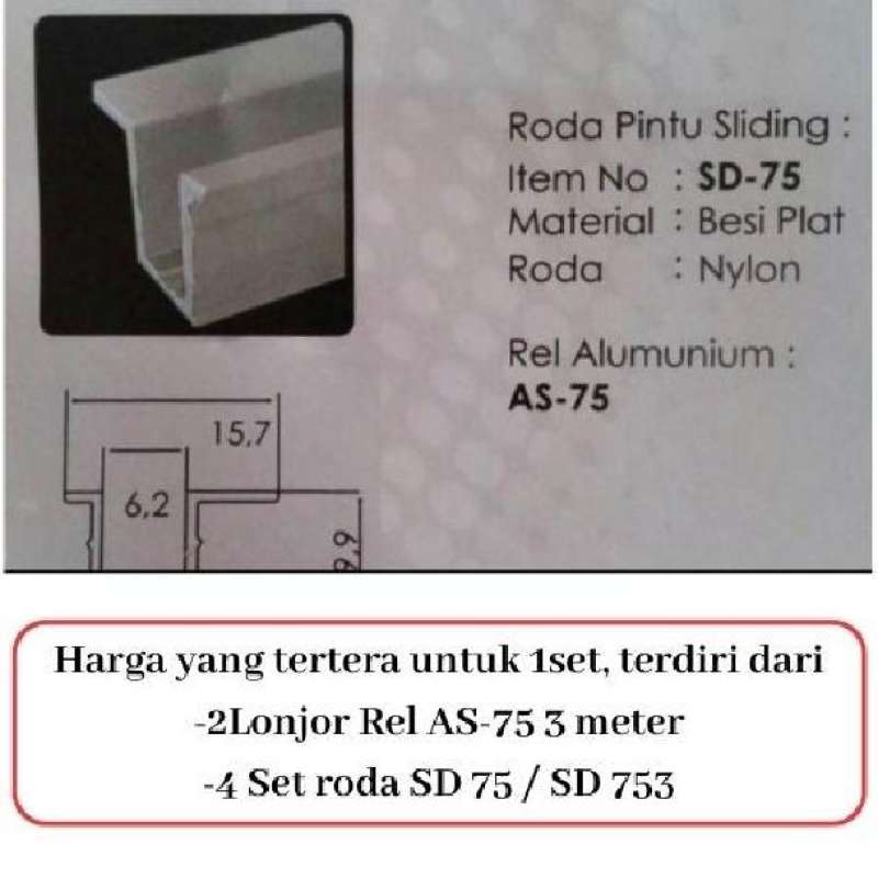 Jual Paket Rel Dan Roda Pintu Lemari Sliding Rel As-75 Huben - Cokelat - Roda Sd-753 Di Seller ...