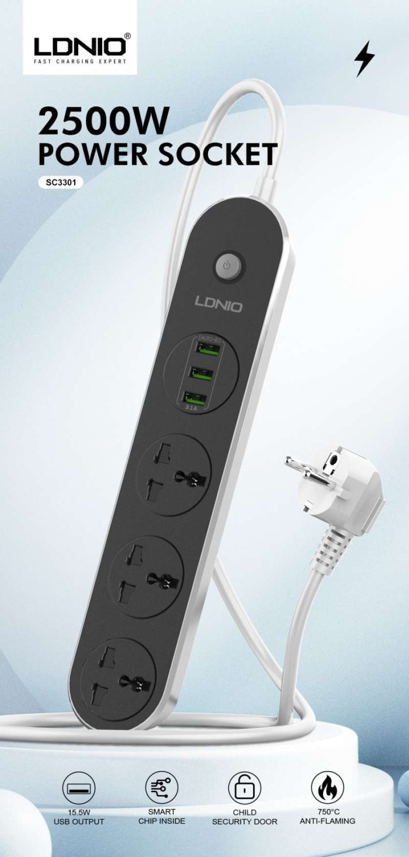 Promo Ldnio Power Socket Sc3301 Sc4408 Colokan Stop Kontak 3 - 4 Usb ...