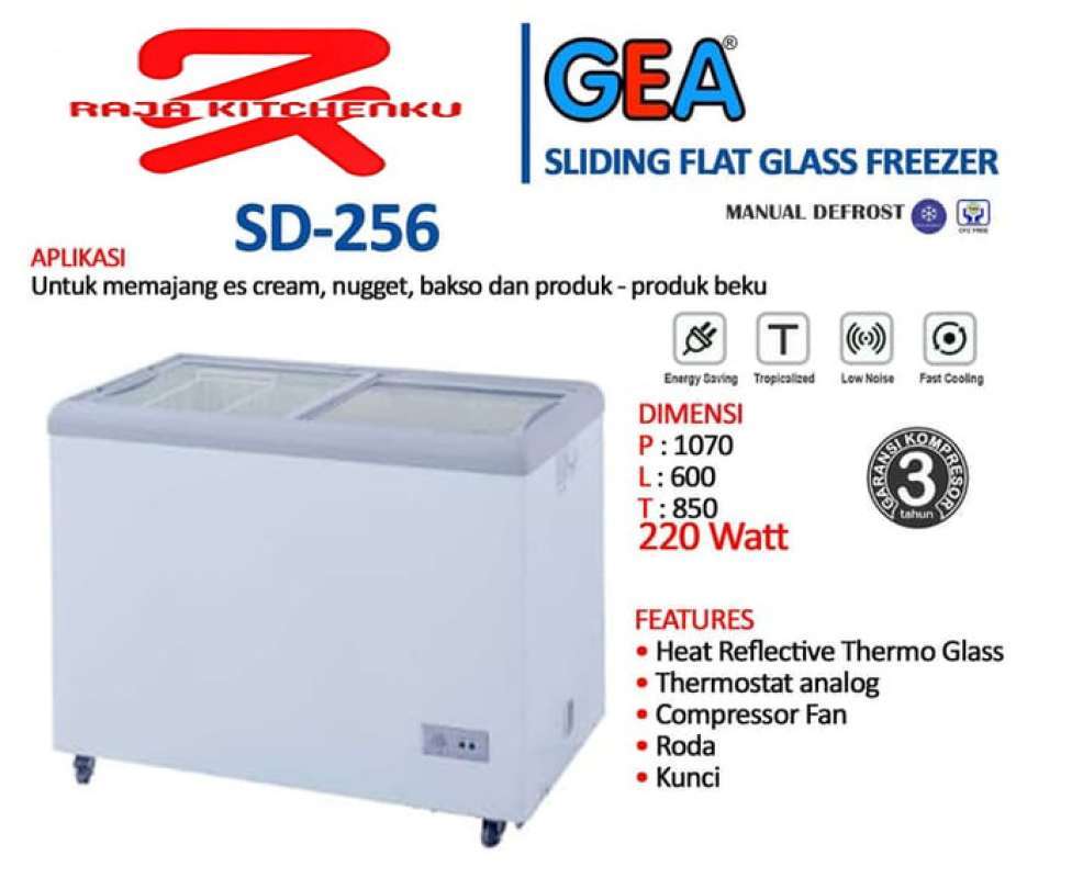 Promo Sliding Flat Glass Freezer Gea Sd-256 Freezer Pintu Kaca Geser ...