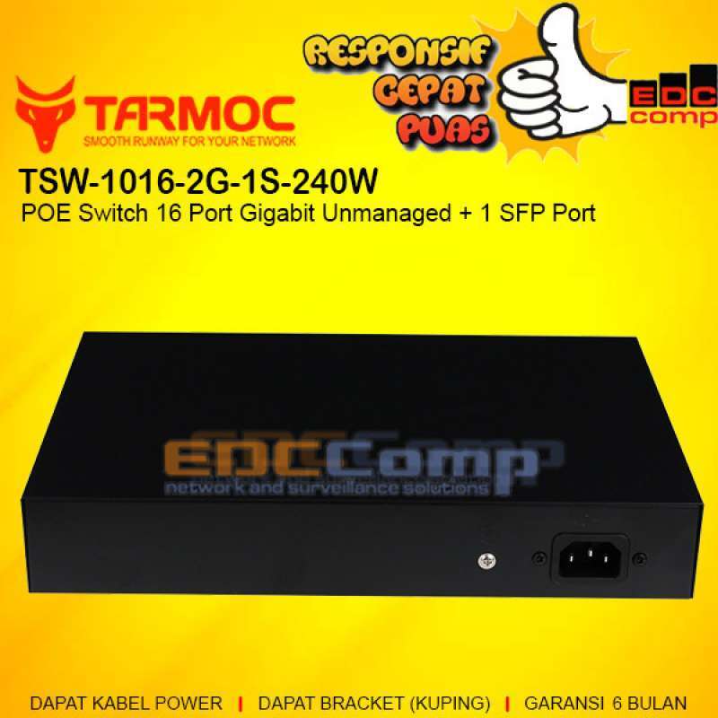 Jual Tarmoc Tsw-1016-2g-240w 16 Port Gigabit Poe 802.3af/at Poe Switch ...