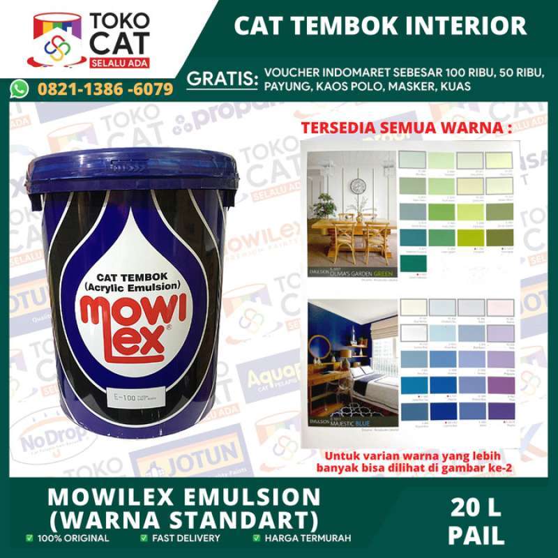 Promo Cat Tembok Interior Mowilex Emulsion E100 20 Liter Pail Warna