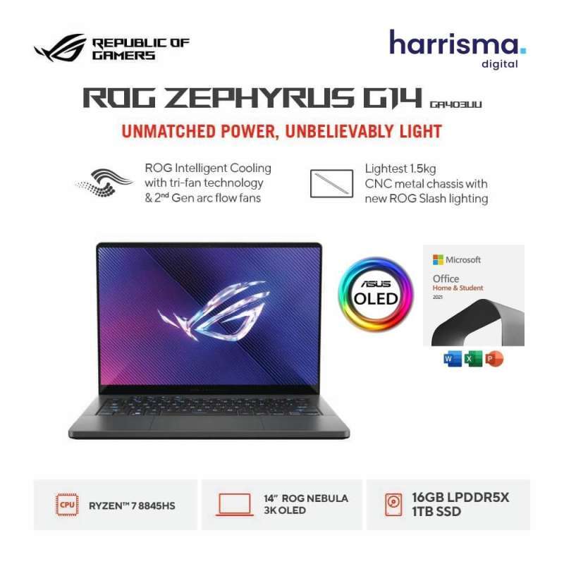 Promo Asus Rog Zephyrus G14 2024 Oled Ga403uu [ryzen 7 8845hs | Rtx4050-6gb | 16gb | 1tb | W11 ...