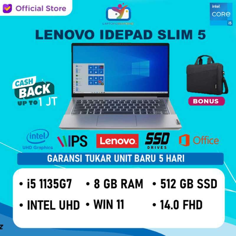Promo Laptop Lenovo Ideapad Slim 5i 14 I5 1135g7 8gb 512ssd Irisxe W10 Ohs Diskon 33 Di Seller