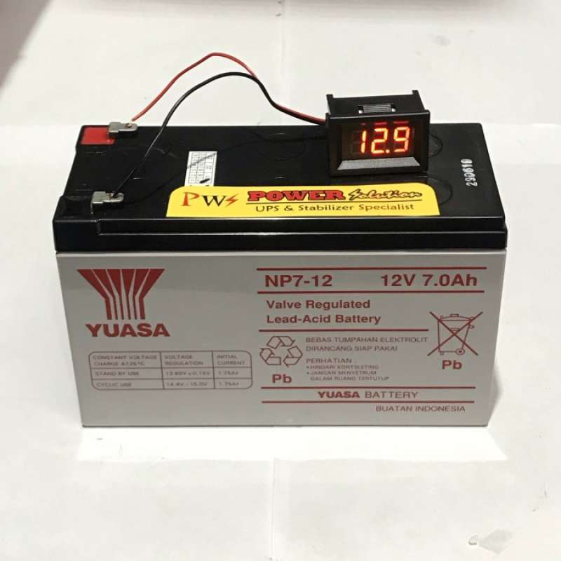 Promo Yuasa Battery Np7-12 12v 7ah + Digital Volt Meter Diskon 23% Di ...