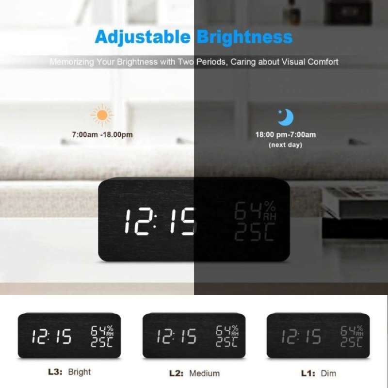 Promo Jam Meja Digital Led Clock Temperature Humidity Control Luminova ...