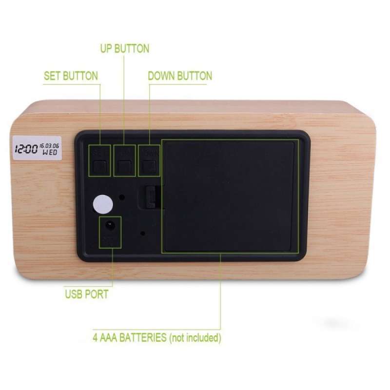 Promo Jam Meja Digital Clock Led Alarm Minimalis Model Kayu Kamar Desk ...