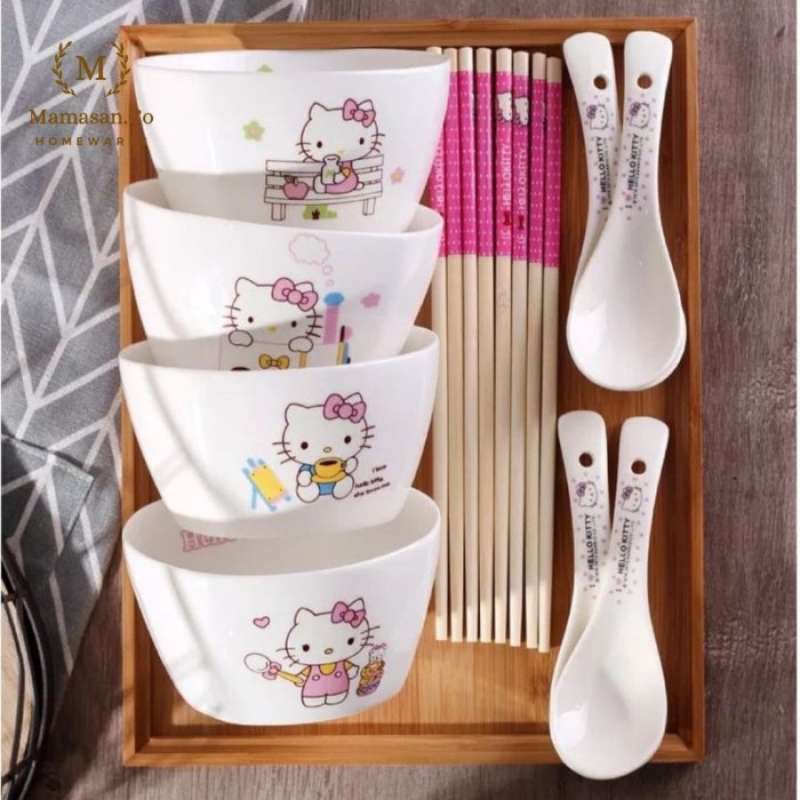 Promo Hello Kitty Dinnerware Set Mangkok Makan Helo Kitty Set Terbaru ...