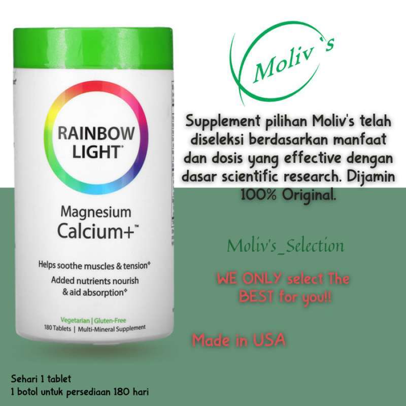 Promo Rainbow Light Magnesium Calcium Plus Vitamin, 180 Tablet, 100 ...