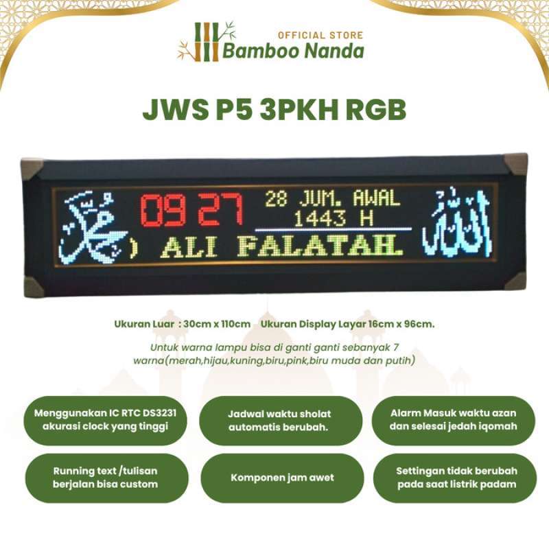 Promo Jam Digital Jadwal Sholat Running Text Rgb,full Color, Jws P5 ...