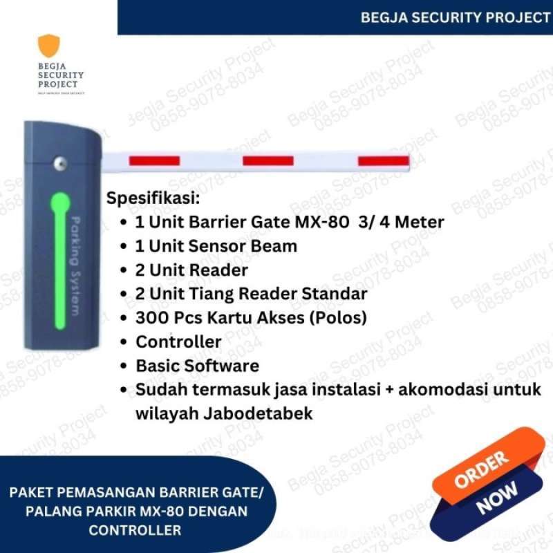 Jual Paket Pemasangan Palang Parkir Otomatis Mx-80 Dengan Controller Di