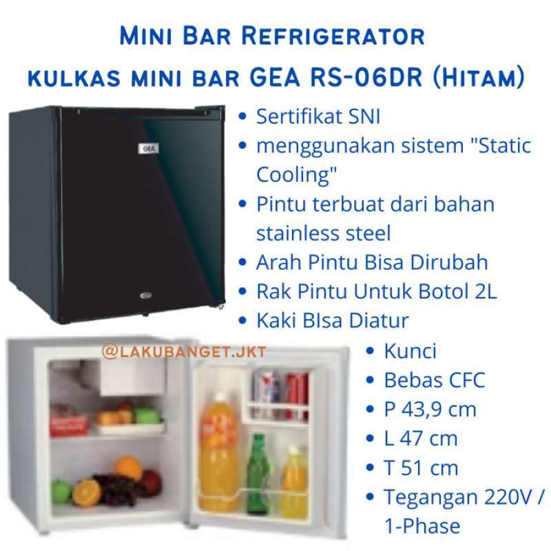 Promo Mini Bar Refrigerator Gea Rs-06dr (hitam) / Kulkas Mini Bar Rs ...