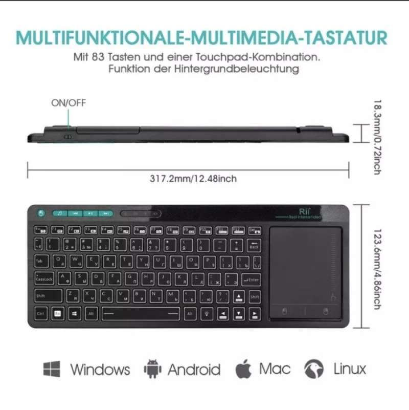 Promo Rii Multimedia Keyboard Wireless Rt518 Backlit Smart Tv Box ...