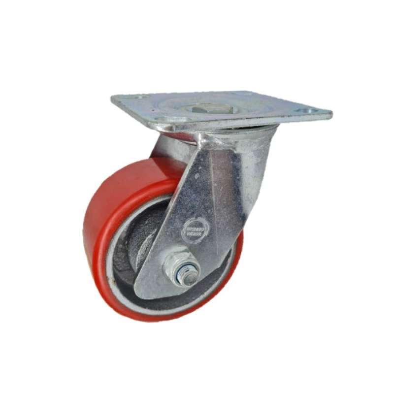Promo Roda Pu Flat Besi Cor Heavy Duty Caster Taiwan 4 Hidup Diskon 23% ...