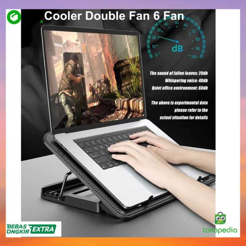 Promo Kipas Pendingin Pad Laptop Stand Adjustable Cooling 6 Fan 18 Inch ...