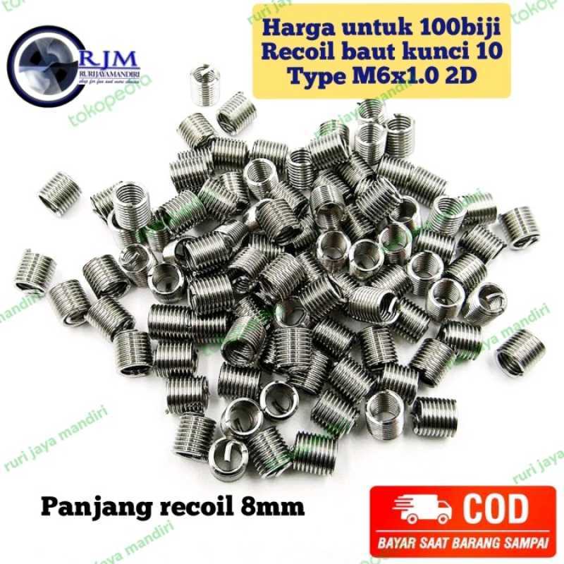 Promo Recoil Baut Kunci 10 Helicoil Recoil M6x1.0 2d Paket Isi 100biji ...