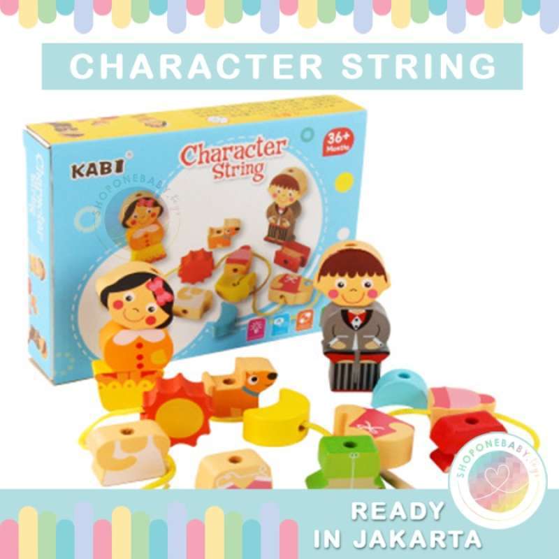 Promo Jkt Lacing & Threading Kabi Wooden String Beads 16pcs Mainan ...
