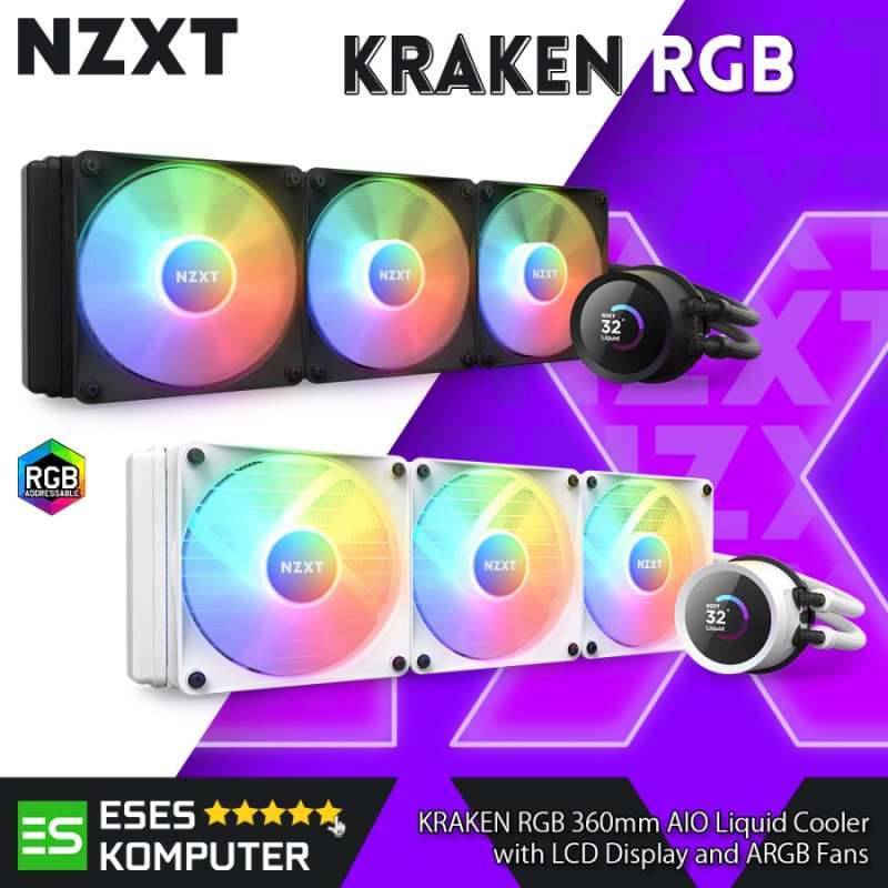 Jual Nzxt Kraken 360 Rgb Black / White 360mm Aio Liquid Cooler With Lcd ...