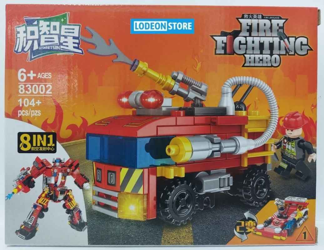 Promo Brick Kendaraan Mobil Helikopter Dan Figur Karakter Fire Fighting ...