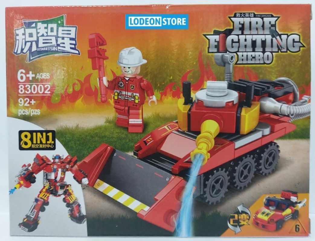Promo Brick Kendaraan Mobil Helikopter Dan Figur Karakter Fire Fighting ...