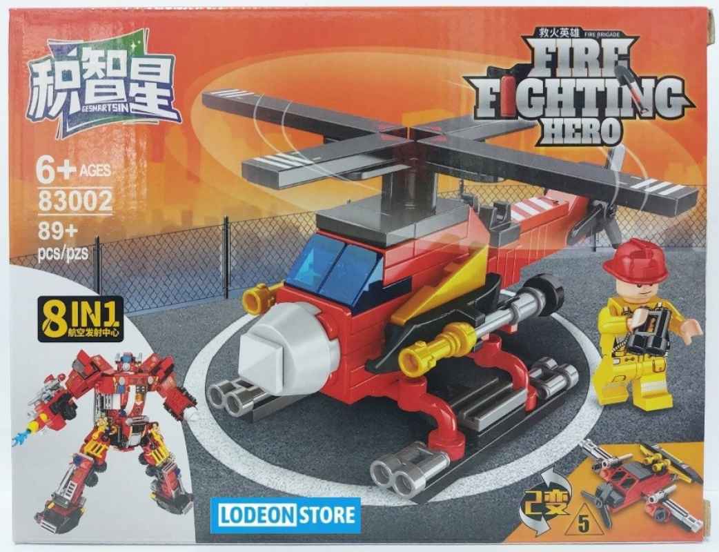 Promo Brick Kendaraan Mobil Helikopter Dan Figur Karakter Fire Fighting ...