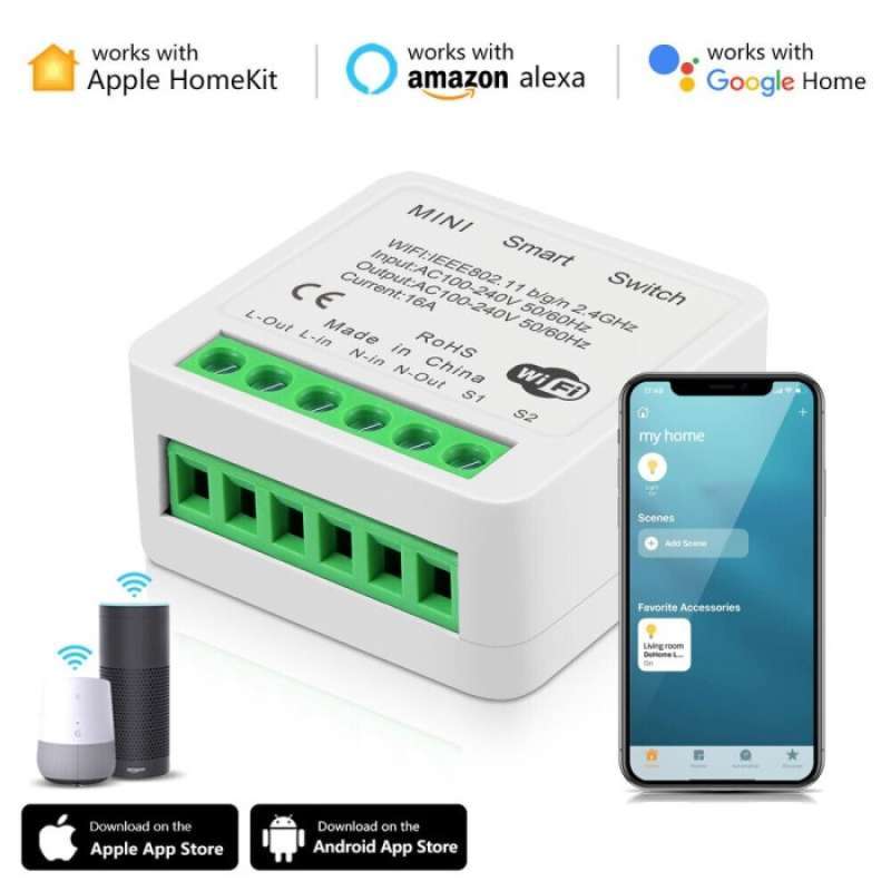 Promo Amc Homekit Mini Smart Switch / Breaker 16a Wifi Saklar Pintar ...