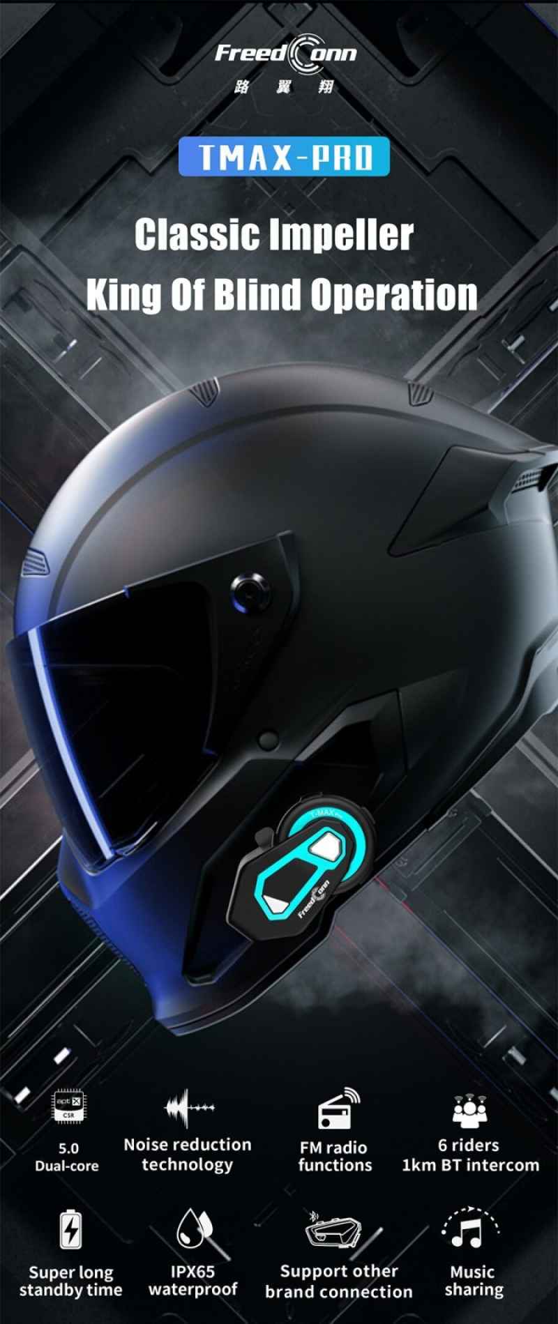 Promo Freedconn Tmax T-max Pro Group Intercom 6 Riders With 2 In 1 Mic ...