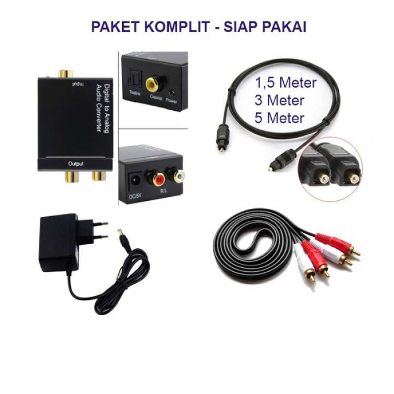 Jual Paket Converter Audio Digital Optic To Rca + Kabel Optik Dan Kabel ...