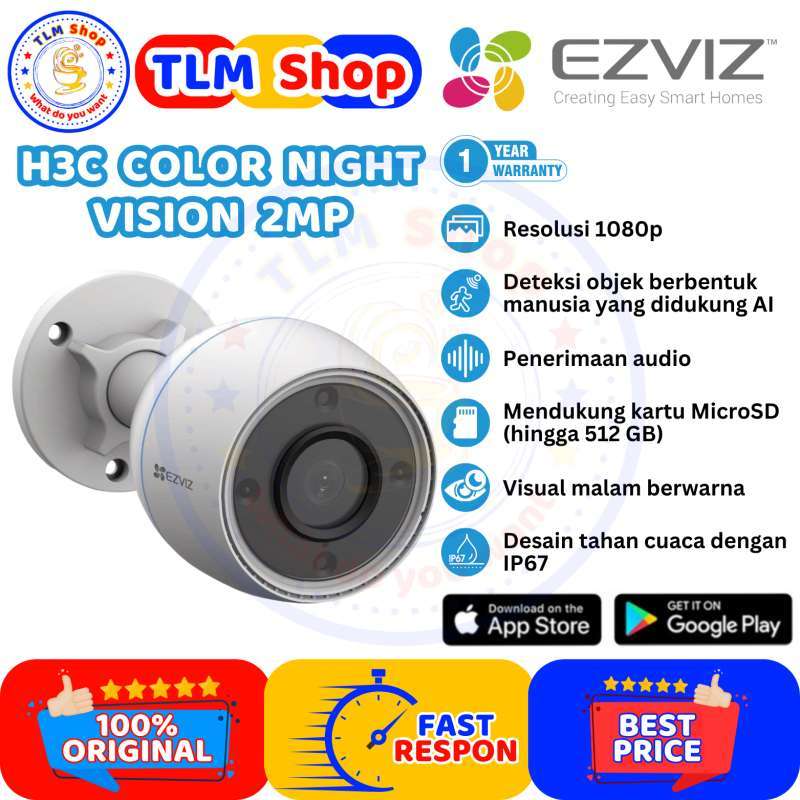 Jual Ezviz H3c Color Night Vision 2mp Smart Home Wifi Ip Camera Cctv ...