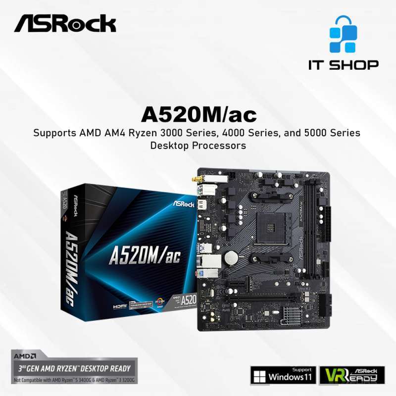 Jual Motherboard Asrock A520m/ac Am4 Ddr4 Di Seller It Shop Official Store - Mojo, Kota Surabaya ...