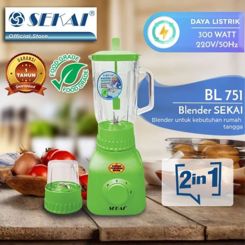 Jual Sekai Blender Kaca 2in1 Bl751gl Pelumat 1 Liter Bl 751 Gl - Putih Di Seller Noelle ...