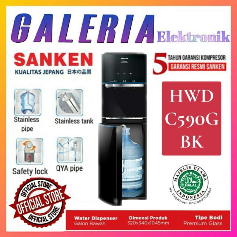 Promo Sanken Hwd-c590g-bk Hwdc590gbk Dispenser Galon Bawah Black Hitam Diskon 23% Di Seller ...