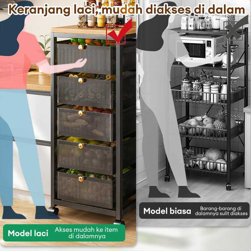 Promo Rak Dapur Troli Dengan Roda Geser Rak Kabin Diskon 47% Di Seller ...