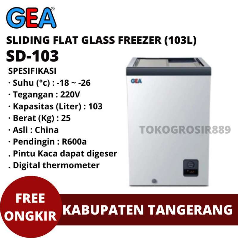 Promo Gea/getra/rsa Sd-103 (103liter) Sliding Flat Glass Freezer Gea ...