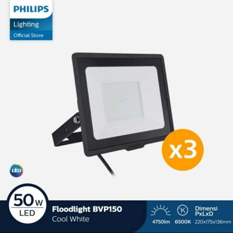 Promo Lampu Sorot Led 50 Watt Philips Bvp 150 Flood Light 50w Bvp150 Tembak Diskon 33% Di Seller ...